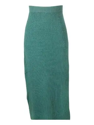 Loro Piana Knitted Midi Skirt With Side Slits - Blue