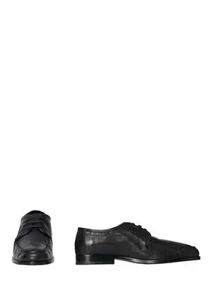 THE ROW Nino Derby Shoe In Grained Calfskin Leather - Black
