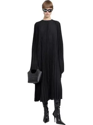 Balenciaga Pleated Wide-sleeve Maxi Dress - Black