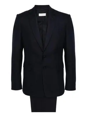Dries Van Noten Long-sleeved Coat Belt Ring Trousers Suit - Black