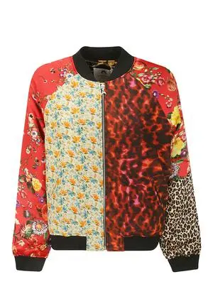 MARINE SERRE Regenerated Silk Scarves Bomber Jacket - Red