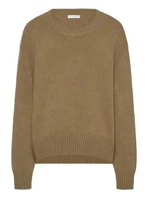 THE ROW Parth Textured Cashmere Crewneck Sweater - Leaf