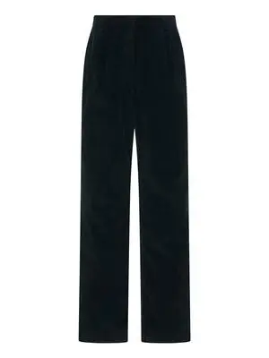 THE ROW Adler Cotton Twill Pleated Straight-leg Pants - Black
