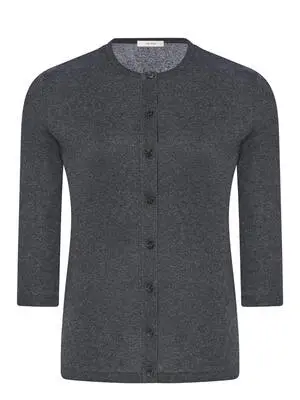THE ROW Alena Crewneck Cardigan - Dark Grey