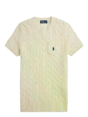 Polo Ralph Lauren Cable Knit Short Sleeve Sweater - Neutrals