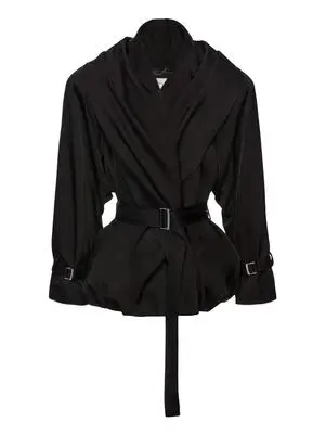 Magda Butrym Belted Draped-collar Jacket - Black