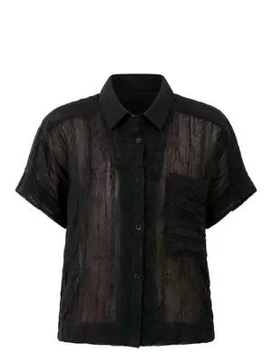 PHARAOH Zoey Sheer Crinkled Shirt - Black