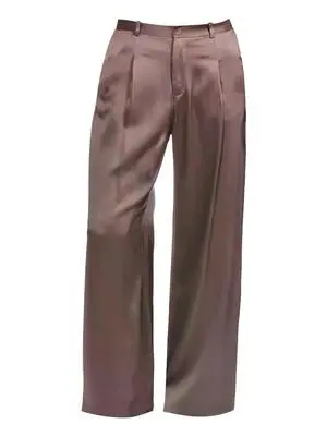 Lapointe LAPOINTE Pleated Satin-Finish Trousers Brown