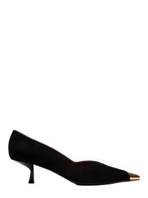 GIUSEPPE ZANOTTI Melaine Pointed-toe Pumps With Gold-tone Metal Toe Cap - Black