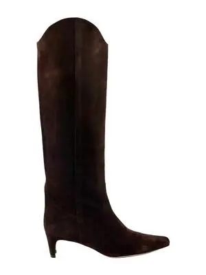 Staud Pointed-toe Suede Boots - Brown