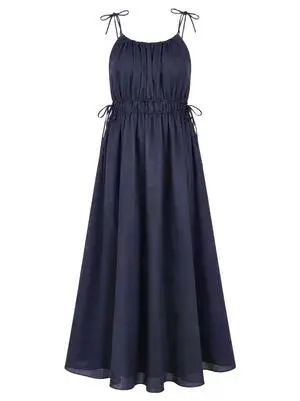 PHARAOH Cecelia Tie-fastening Flared Maxi Dress - Blue