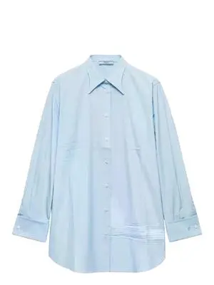 Prada Poplin Shirt With Embroidered Logo - Blue