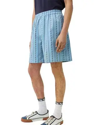 Versace Jacquard Striped Cotton-silk Shorts - Blue