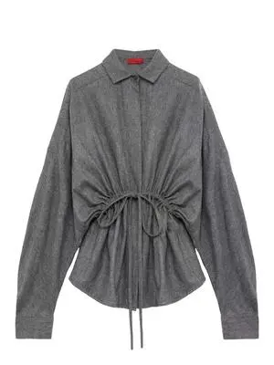 THELATEST Dalida Drawstring-waist Long-sleeve Shirt - Grey