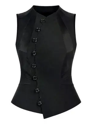 SHIRO SAKAI Asymmetric Wool Top - Black