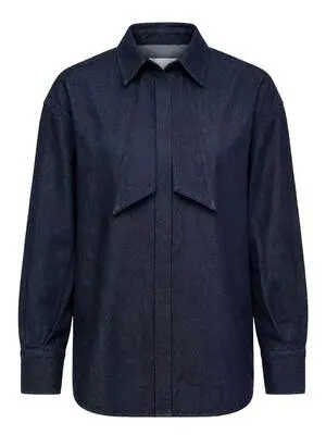 SA SU PHI Denim Lavallière Neck Shirt - Blue