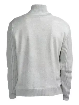 Eleventy Ribbed-knit Panelled Jacket - Grey