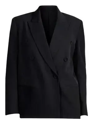 THE SEI Double-breasted Peak Lapel Blazer - Black