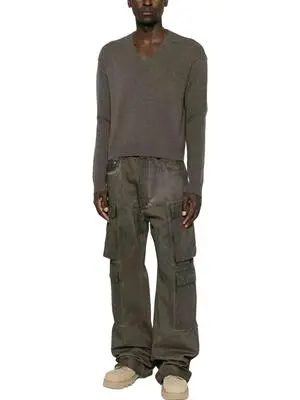 Rick Owens Knitted V-neck Sweater - Brown