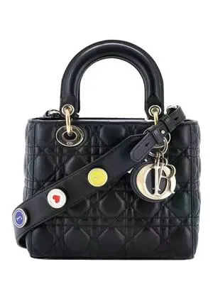 Dior My Lady Cannage Quilt Lambskin Satchel - Black