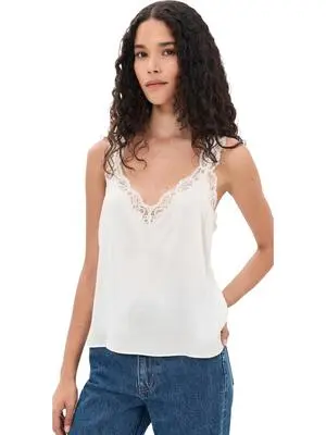 Cami Nyc Fernanda Cami Blouse With Lace Trim - Macadamia