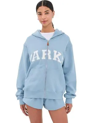 PARKE Zip-up Varsity Hoodie - Sky