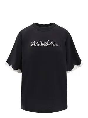 Dolce & Gabbana Logo Embroidered Crewneck T-shirt - Black