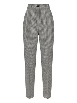 Dolce & Gabbana Houndstooth Wool Trousers - Gray