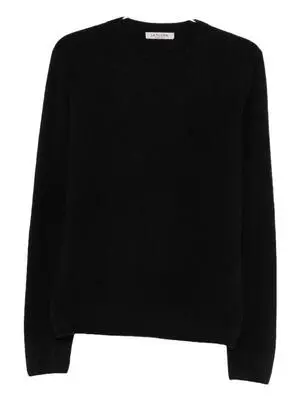 D'ANIELLO Crew Neck Long Sleeve Sweater With Ribbed Trim - Black