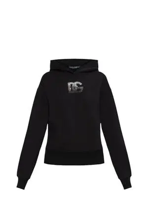 Dolce & Gabbana Embellished Logo Hoodie - Black
