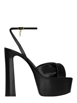 SAINT LAURENT Saint Laurent Open-Toe Platform Sandals With CASSANDRE Pendant