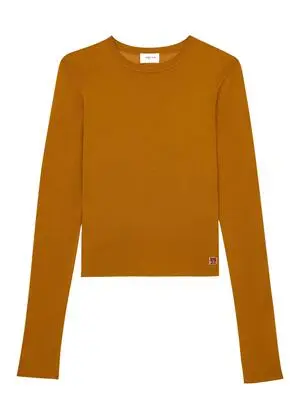 Saint Laurent Cassandre Crewneck Knitted Top - Ginger