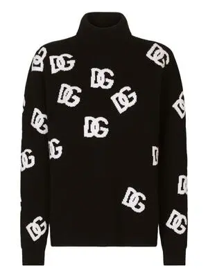 Dolce & Gabbana Dg Intarsia High-neck Jumper - Black