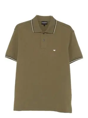 Emporio Armani Logo-embroidered Tipped Polo Shirt - Green