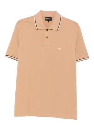 Emporio Armani Logo-embroidered Tipped Polo Shirt - Nude