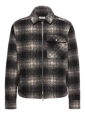 Moncler Check Jersey Zip-up Shirt - Dark Gray