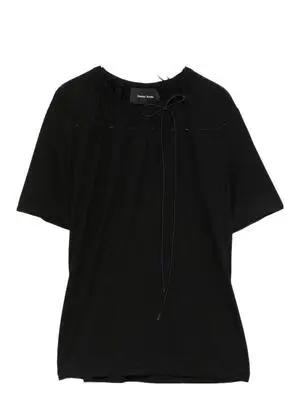 Simone Rocha Gathered Neck Cord Bow T-shirt - Black