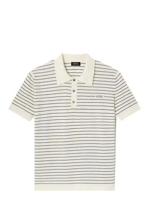 A.p.c. Striped Short-sleeve Polo Shirt - Ecru/kaki