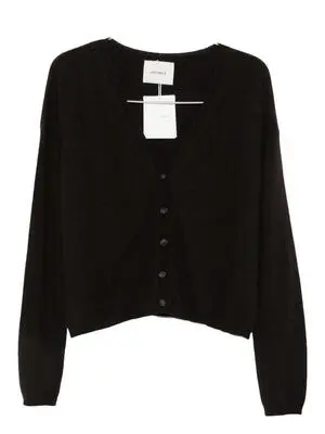 LISA YANG Long-sleeved V-neck Cardigan - Dark Brown