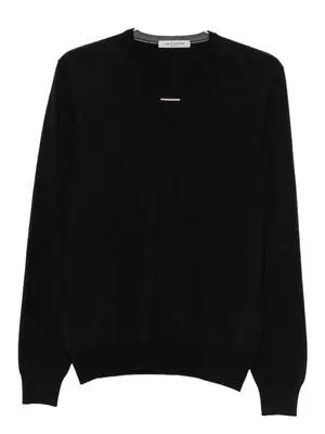 D'ANIELLO V-neck Fine Knit Sweater - Black