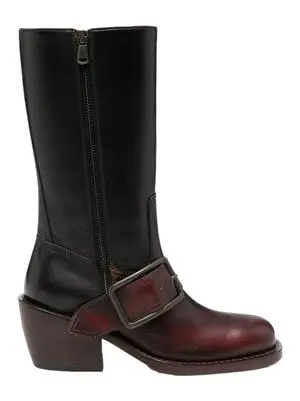 Dries Van Noten Round Toe Buckled Boots - Black