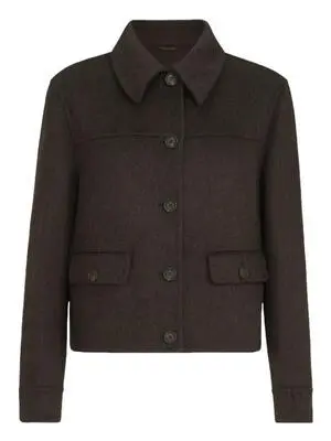 Brunello Cucinelli Hand-crafted Cashmere-beaver Double Cloth Jacket With Monili Embellishment - Pine Cone Brown