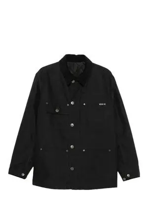 Prada Corduroy-collar Logo-patch Jacket - Black