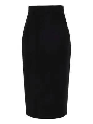 Dolce & Gabbana Midi Skirt With Logo Plaque - Black