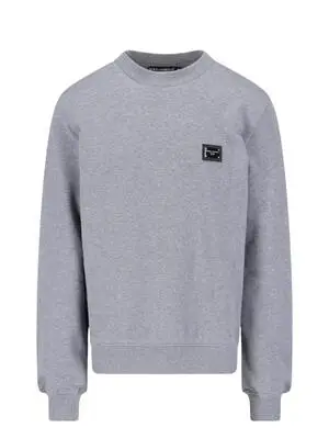 Dolce & Gabbana Logo Plaque Crewneck Sweatshirt - Gray