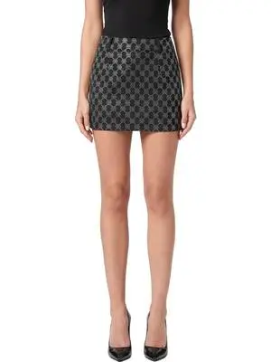 PHILIPP PLEIN Philipp Plein Jersey Pencil Mini Skirt With Hexagon Rhinestone Logo
