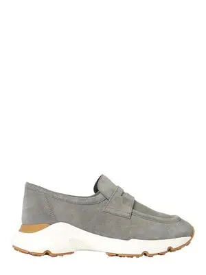 TOD'S Suede Loafers With Penny Bar And Rubber Sole - Grey