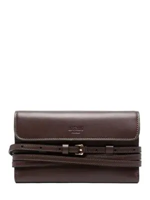Moschino Tie Me Leather Mini Crossbody Bag - Brown