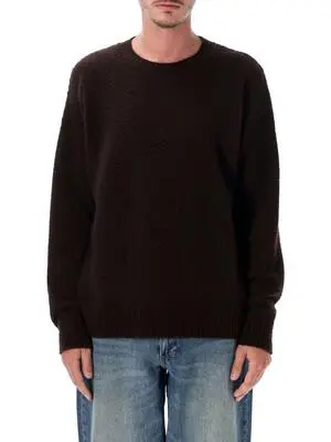 ROBERTO COLLINA Textured Crew Neck Pullover - Brown
