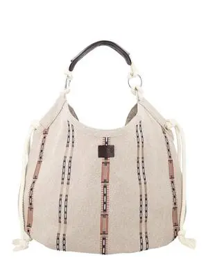Isabel Marant Étoile Byron Ethnic Embroidered Cotton Tote Bag With Leather Handles - Beige